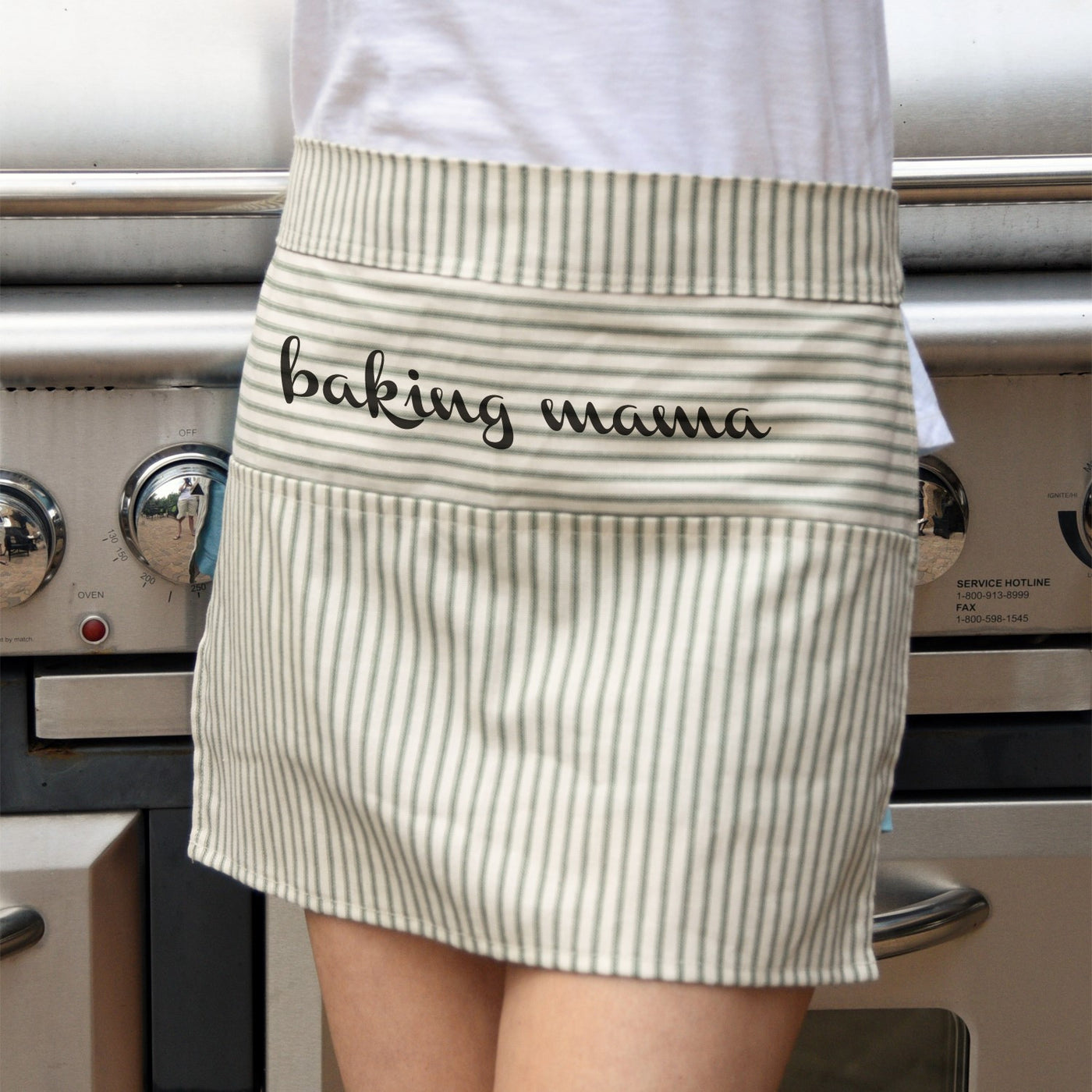 A Southern Bucket Southern Kitchen Half Apron, Cotton Striped Ticking ...