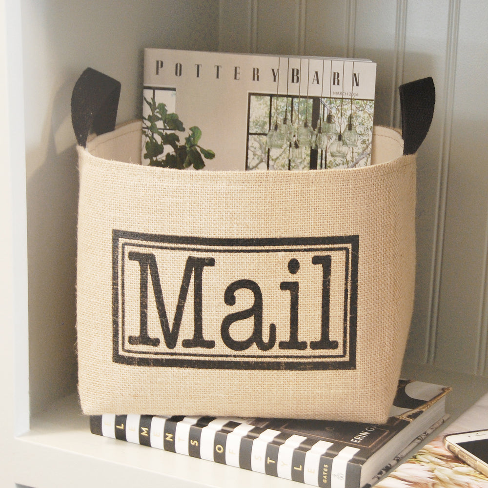 Mail Burlap Storage Bin - A Southern Bucket | Luxury Home Decor