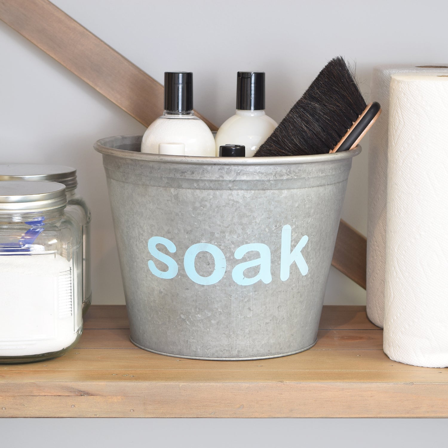 A Southern Bucket Soak Storage Bucket, Galvanized Metal, Powder Blue ...