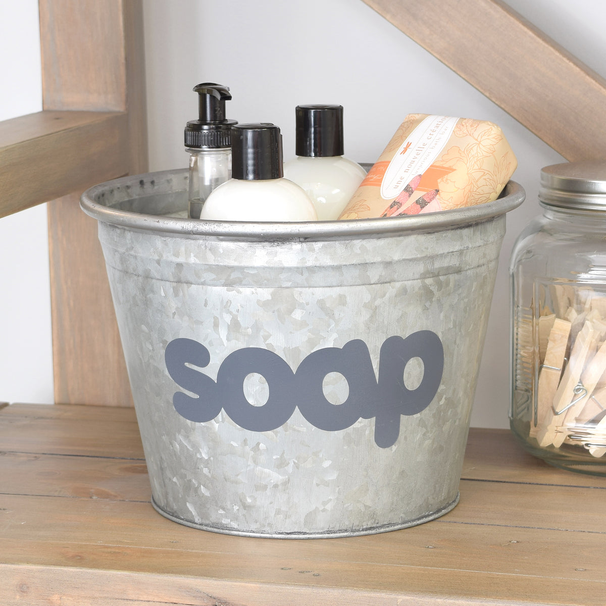A Southern Bucket Soap Storage Bucket, Galvanized Metal, Gray - A ...